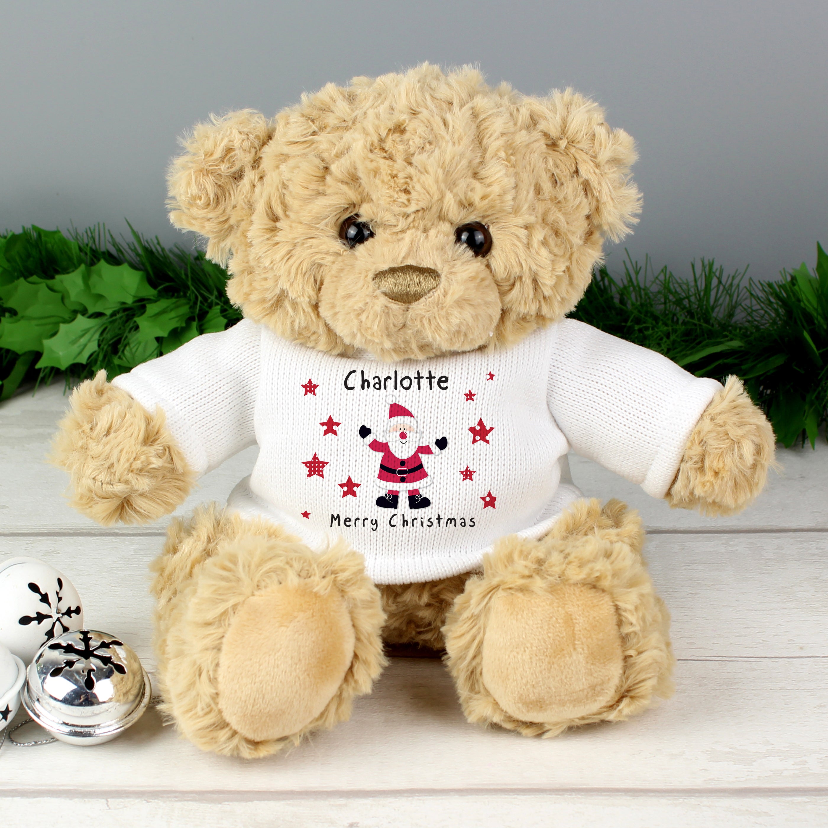 Personalised Spotty Santa Teddy Bear – Atilley Interior